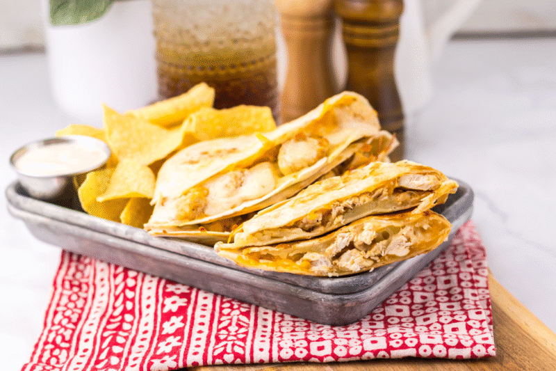 Homemade Taco Bell Chicken Quesadillas with Creamy Jalapeño Sauce