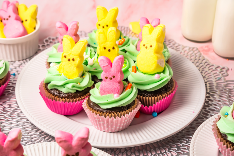 Chocolate Peeps Cupcakes with Creamy Buttercream