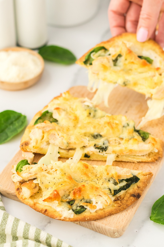 Homemade Chicken Alfredo Flatbread Pizza
